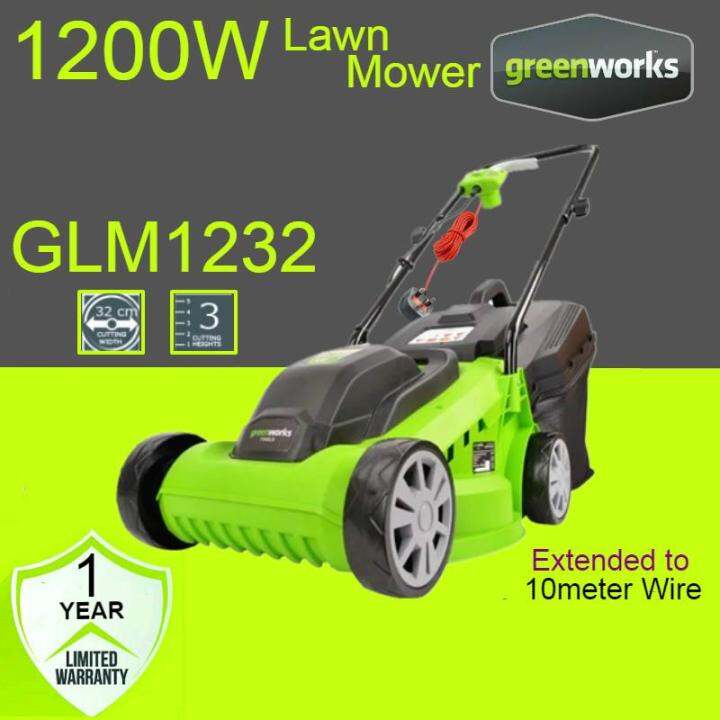 Greenworks GLM1232 32cm Electric Lawn Mower ( 1 Years Warranty ) | Lazada