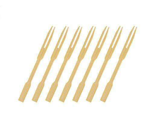 100 PCS Mini Bamboo Stick Cocktail Fork Sticks Fruit Picks for Parties ...