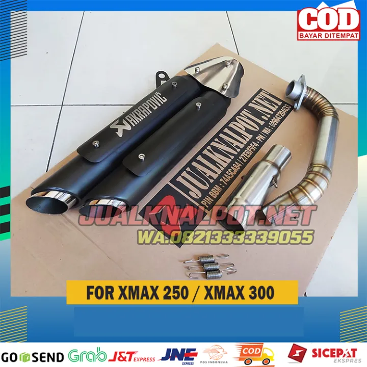 Knalpot XMax 250, XMax 300 Akrapovic Double Muffler Short Black Doff Custom Full System | Lazada ...