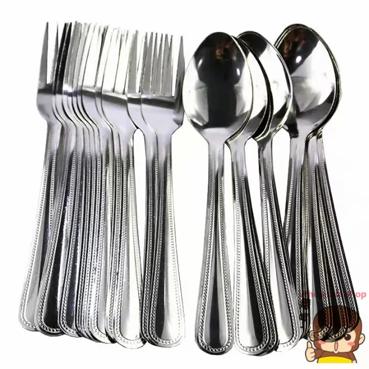 WS★Spoon Stainless steel Spoon & Fork good quality per pack(12pcs) | Lazada PH