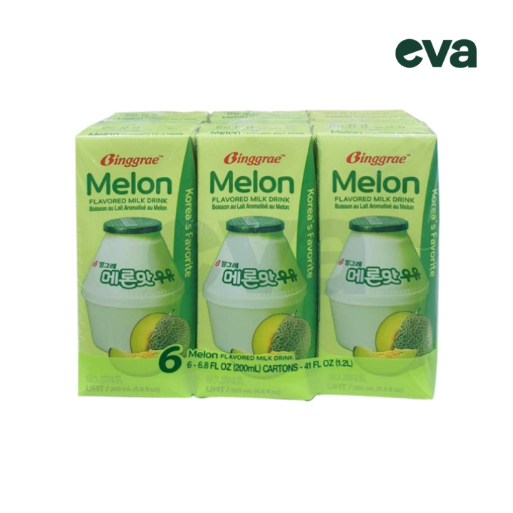 [KOREA MADE] BINGGRAE MELON FLAVOURED MILK 200G X 6 [HALAL] | Lazada