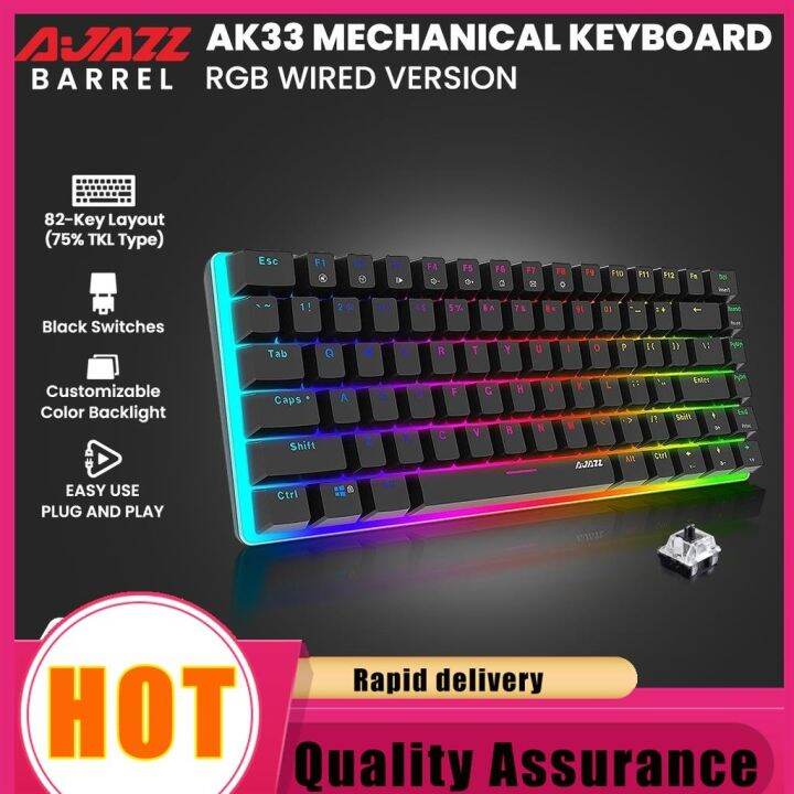 weinabaihuo-10 AJAZZ AK33 RGB Gaming Mechanical Keyboard Bluetooth And Wired Connection W/ Black ...