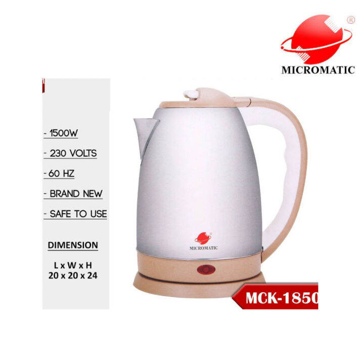 Micromatic MCK-1850 Electric Kettle 1.8L (Silver/Gold) | Lazada PH