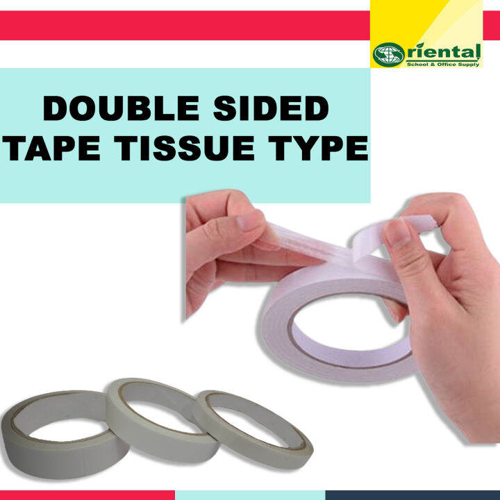 Jolly Double Sided Tape Tissue Type - 1/2 inch 3/4 inch or 1 inch Big Core White Slim Back To ...