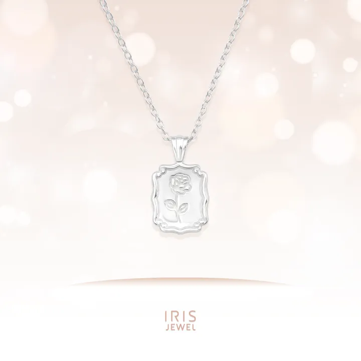 Iris Jewel สร้อยคอเงินแท้ พร้อมจี้กุหลาบ หัวใจ | Lazada.co.th