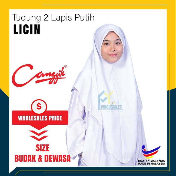 ORIGINAL BAJU SEKOLAH JENAMA CANGGIH - TUDUNG DUA LAPIS PUTIH - KT2002 | Lazada
