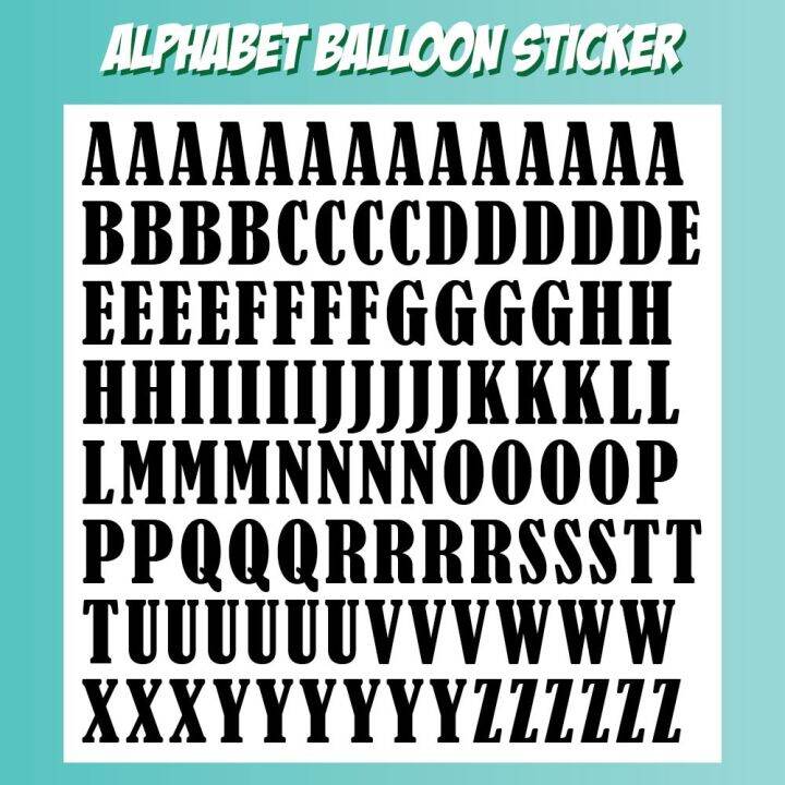 AL3 [Ready Stock] 100 pcs Alphabet Balloon Sticker for Aqua Bobo Bubble ...