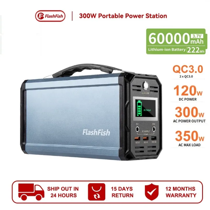 [solar power generator set]FlashFish 220V 300W Solar Generator 60000mAh ...