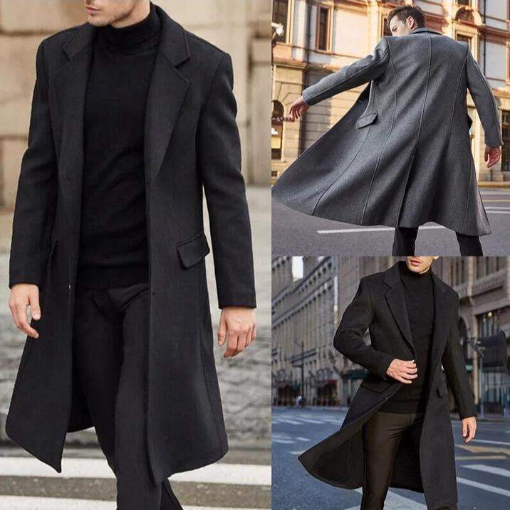 Mantel panjang pria longcoat winter pria jaket panjang pria | Lazada ...