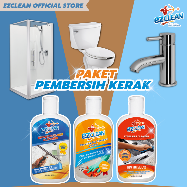 TRIPLE EZCLEAN PEMBERSIH KERAK JAMUR KAMAR MANDI PEMBERSIH KACA SHOWER CERMIN + PORSELEN KERAMIK ...