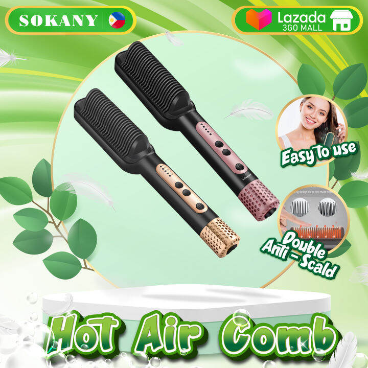Sokany hot air comb 5-step temperature-regulated straight hair comb ...