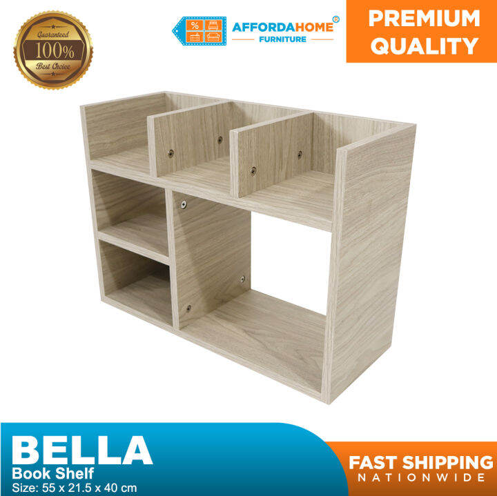 Bella Book Shelves Wood Organizer Shelf Bookcase Storage Display Space ...