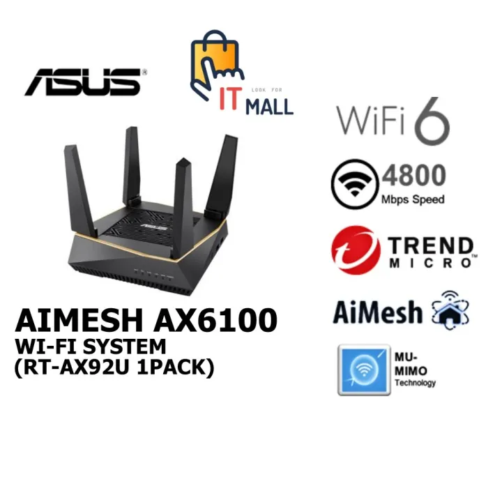 ASUS MESH WI-FI (เครือข่ายไวไฟ) AIMESH AX6100 WI-FI SYSTEM (RT-AX92U 1 ...