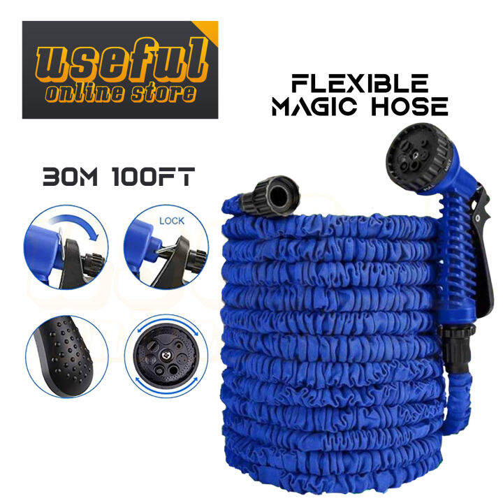 Useful Magic Hose 30m 100ft Expandable Flexible Hose With Spray Gun Law ...