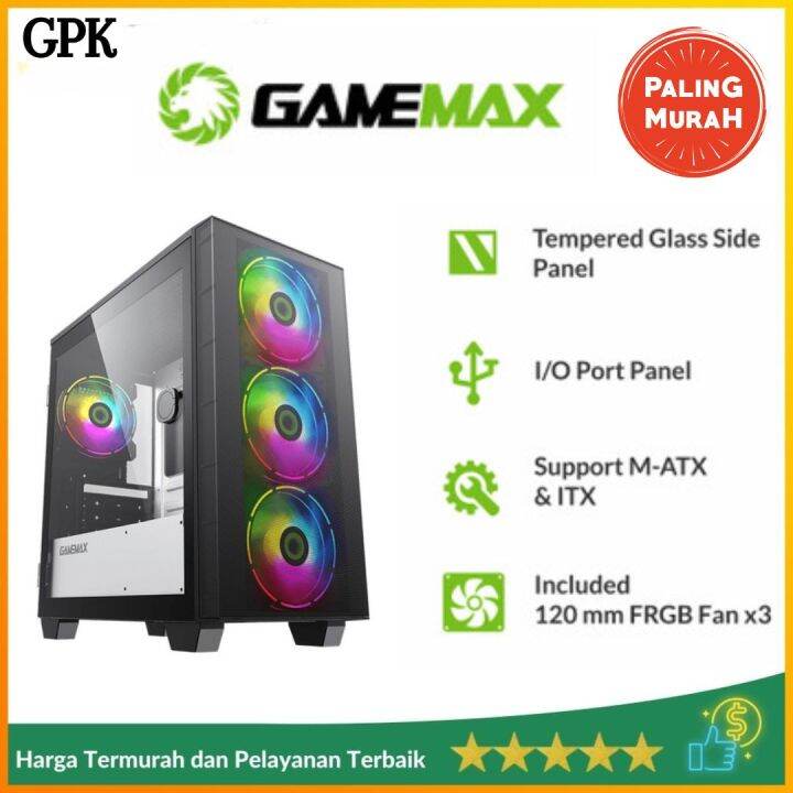 Casing PC GAMEMAX CASING AERO MINI BLACK + 3 FAN RGB / Casing M-ATX ...