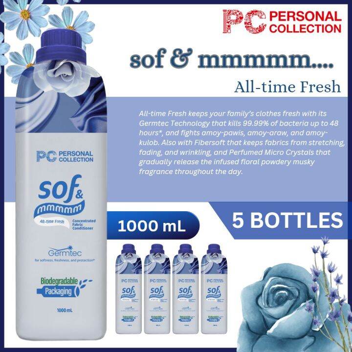 PERSONAL COLLECTION Fabcon Sof & Mmmmm All Time Fresh (5 Bottles/1000ml ...
