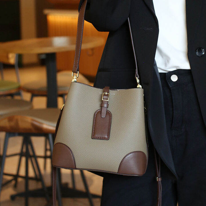 BeeGreen ผู้หญิงแฟชั่น Subaxillary กระเป๋าที่มีคุณภาพสูง Cowhide ถุงถัง ...