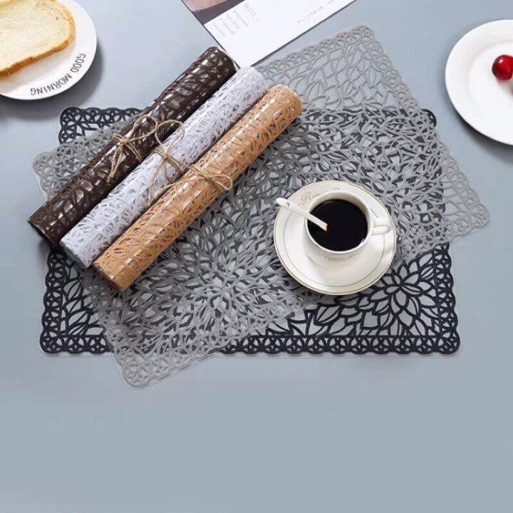 Transparent elegant floral rectangular pvc placemat | Lazada PH