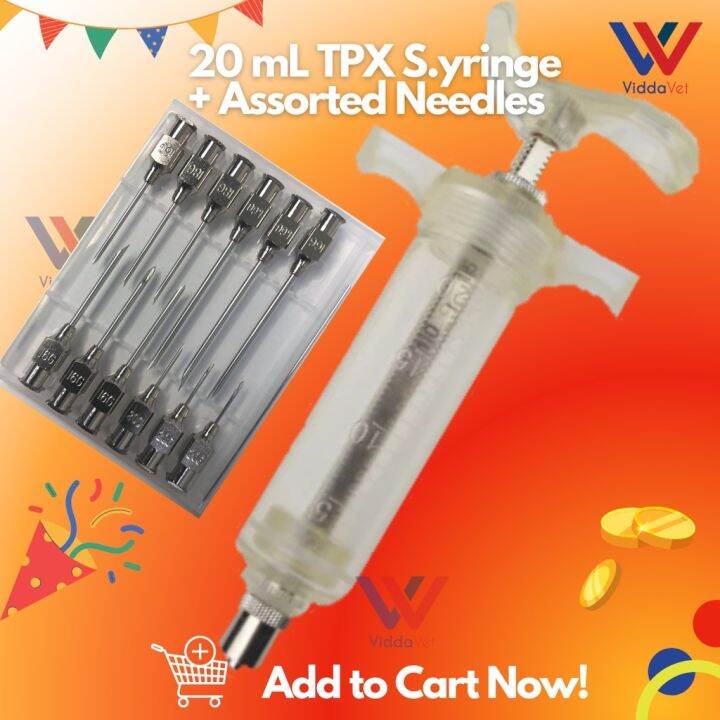 COD 20 mL Fiberglass Syringe Free 1 Dozen Assorted Stainless Needles ...