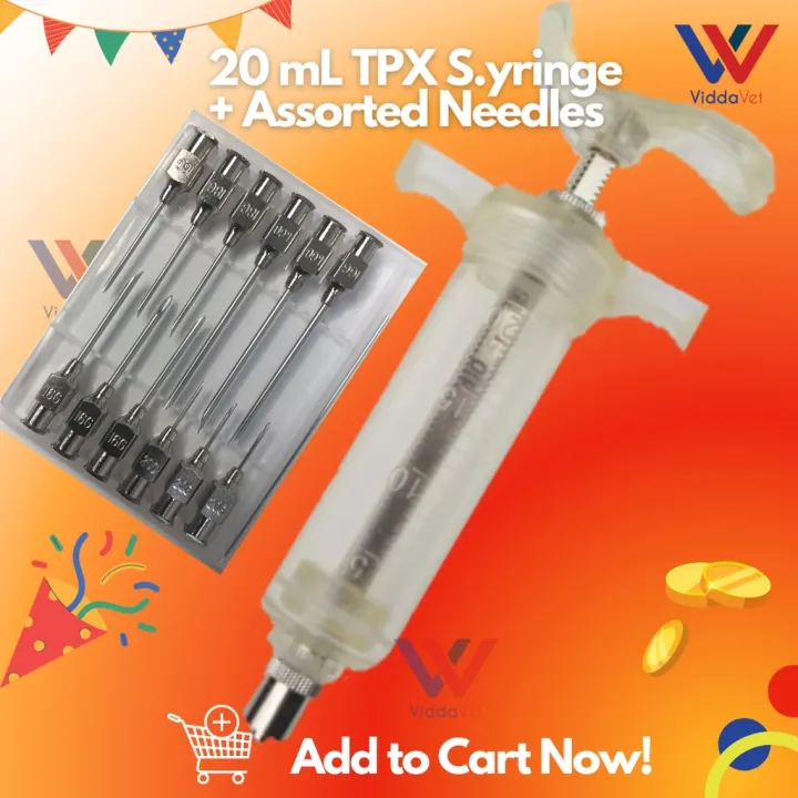 20 mL Fiberglass Syringe Free 1 Dozen Assorted Stainless Needles Heavy ...