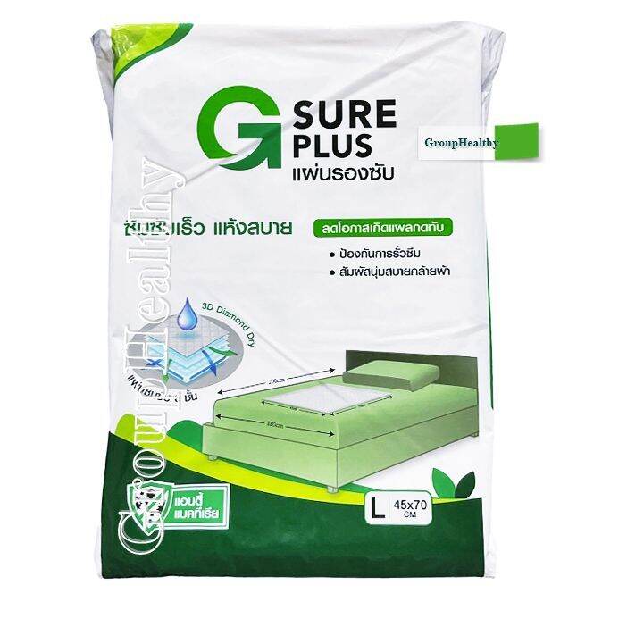 G SURE PLUSแผ่นรองซับ ซับปัสสาวะ ปูรองเตียงกันเปื้อน 45 ซม.x 70 ซม.จำนวน 10 แผ่น | Lazada.co.th