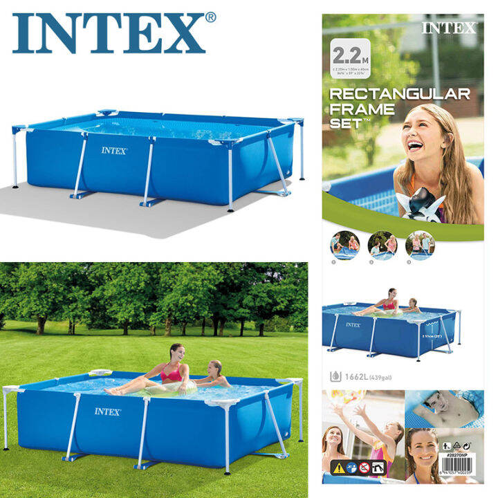INTEX 2.2M Rectangular Frame Swimming Pool Set Family Swimming Pools ...