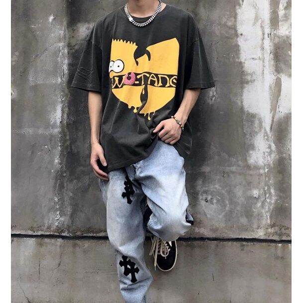 [Hot] เสื้อยืดแขนสั้น พิมพ์ลาย Simpson WU-TANG สไตล์วินเทจ แฟชั่นเรโทร ...