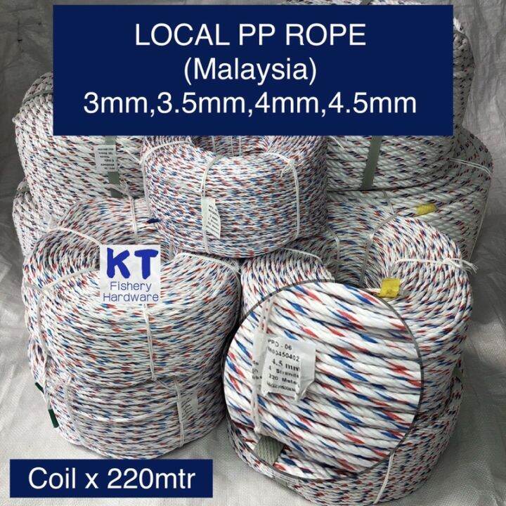 Tali Jaring Tali Putih Local PP Rope (Malaysia) 3mm,3.5mm,4mm,4.5mm ...