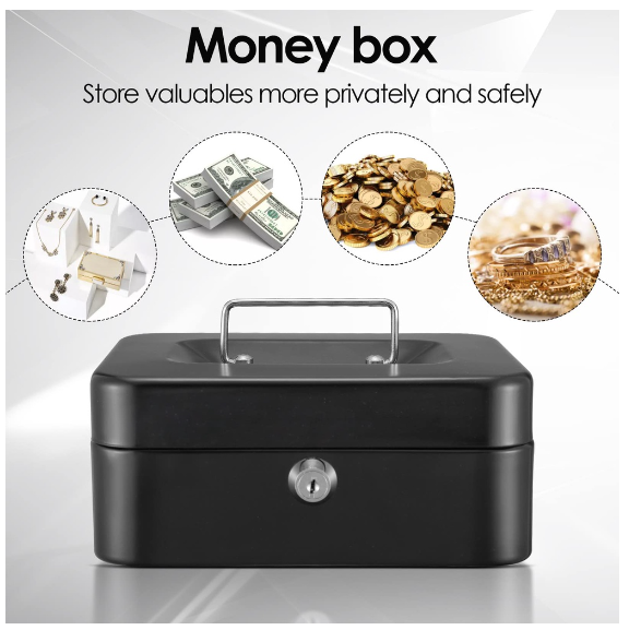 Cash box portable money secret security safe box lock metal | Lazada PH