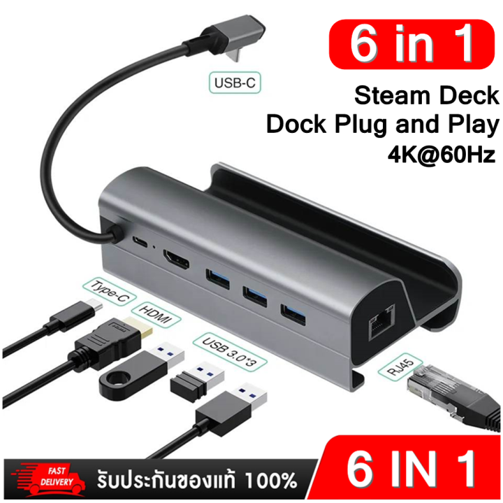 Nanotech 6 In 1 Dock Station พร้อมพอร์ต RJ45 LAN สำหรับ Steam Deck/Nintendo Switch/Switch OLED ...