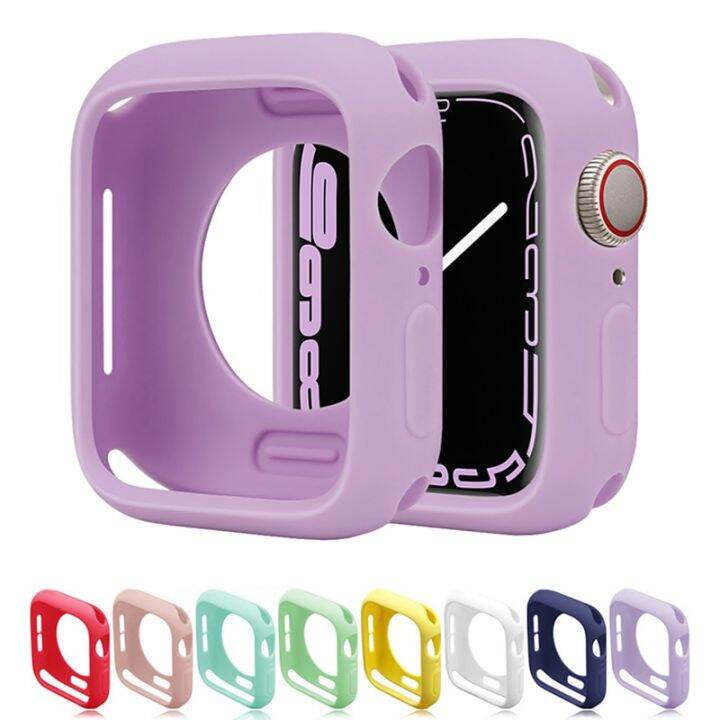 Soft Silicone Case for Apple Watch 8 7 6 SE 5 4 3 45mm 41mm Bumper ...