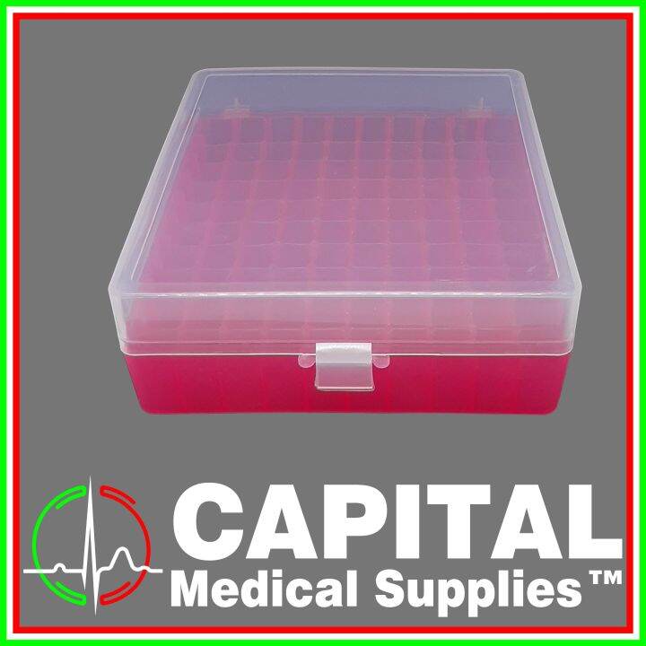 Laboratory Cryotube Tube Box 1.8 ml, 100well, Plastic Pink/White ...