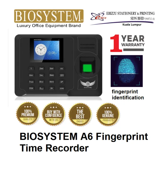 BIOSYSTEM HR ATTENDANCE SYSTEM FINGERPRINT A6 (Fingerprint Time Attentance Machine, Time ...