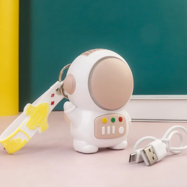 น่ารัก Spaceman พวงกุญแจพัดลมปรับแบบพกพาเงียบ USB Turbo Bladeless พัดลม ...