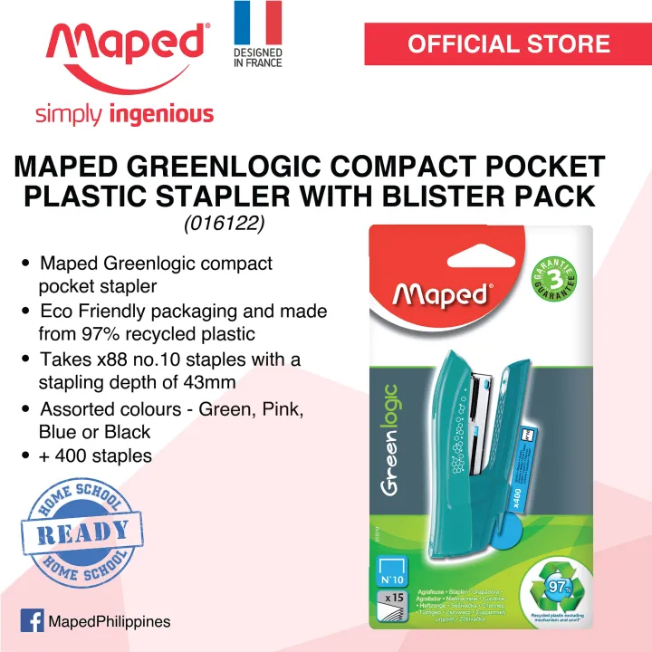 MAPED Greenlogic Compact Pocket | Plastic Stapler| Blister Pack | 43mm ...