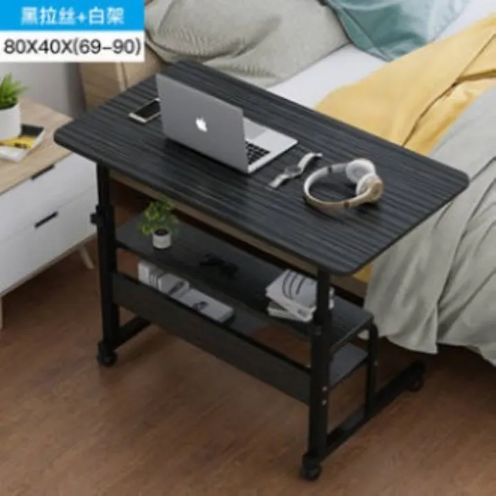 study table Multifunctional Wooden Brushed Oak Computer Table Movable ...