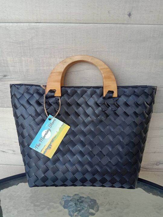 Modern Bayong Bag with Zipper and Wood Handle!!! | Lazada PH