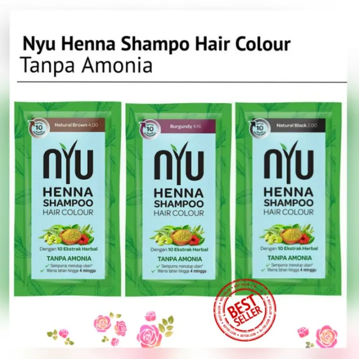 NYU Henna Shampoo Hair Colour Color / Shampo Pewarna Rambut / Semir Cat ...