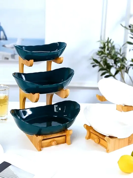 New!!! 3 tier Ceramic Fruit Tray with drawer | Lazada PH