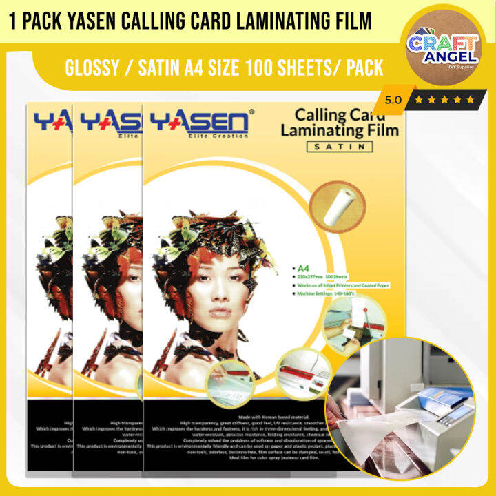 1 Pack Yasen Calling Card Laminating Film Films Cards Glossy / Satin A4 ...