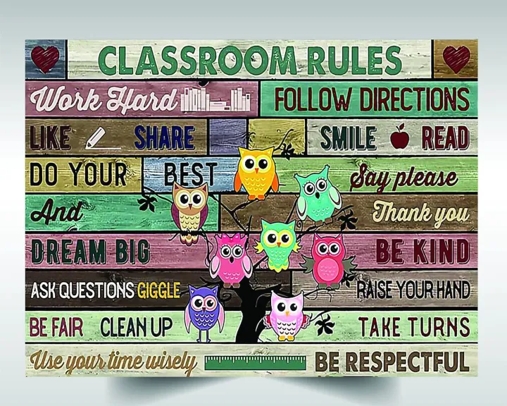 Maldora Tree Owl Classroom Rules Poster Teacher Poster Motivational ...