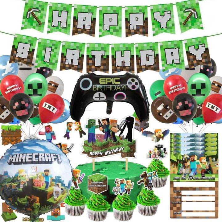 Minecraft Theme party decoration happy birthday decoration Cake topping ...