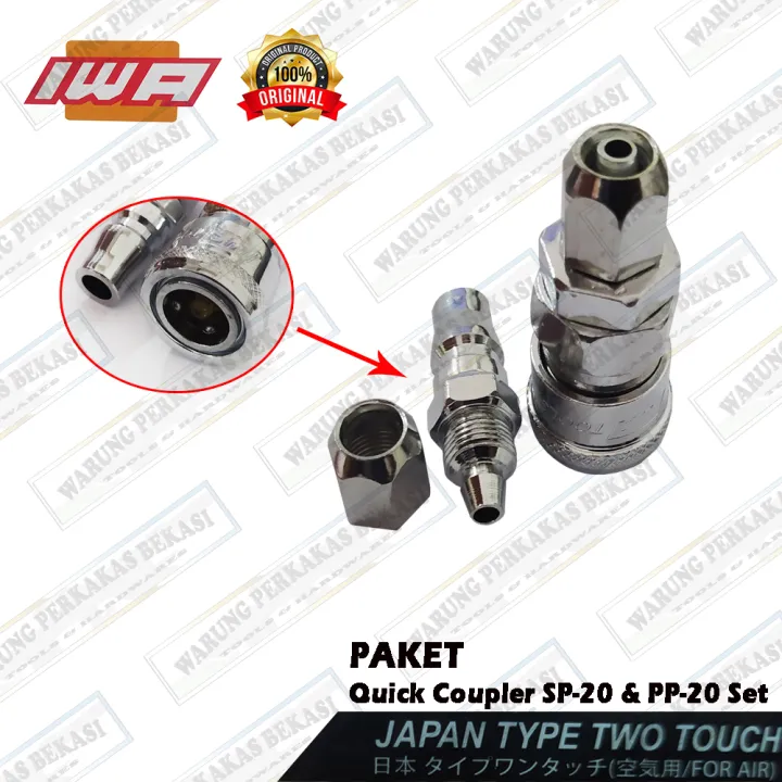 IWA 1 Set SP20 PP20 Quick Coupler Nepple Niple Cewe Cowo Sambungan Selang Kompresor Angin 5X8mm ...