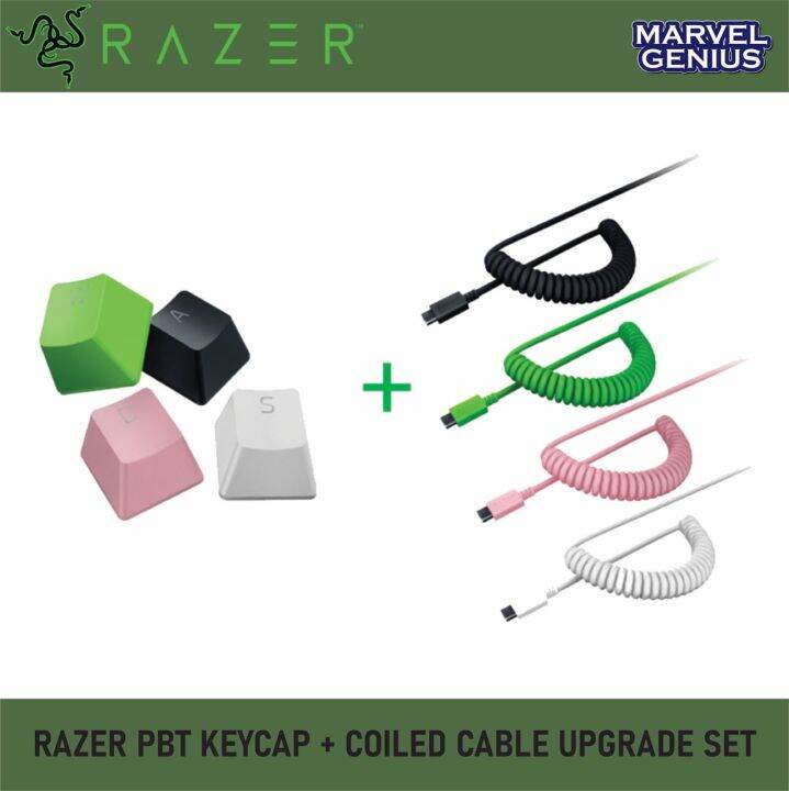 Razer PBT Keycap + Coiled Cable Upgrade Set - Colored Doubleshot PBT ...
