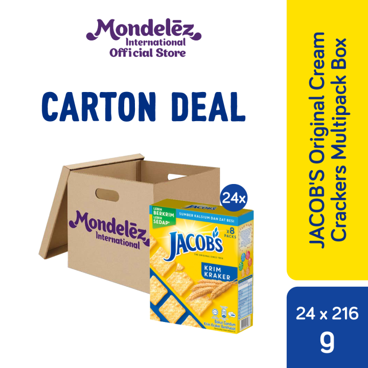 [Carton Deal] Jacob's Biscuit Multipack x 24 [Cream Cracker 216g/ Weetameal 144g] | Lazada