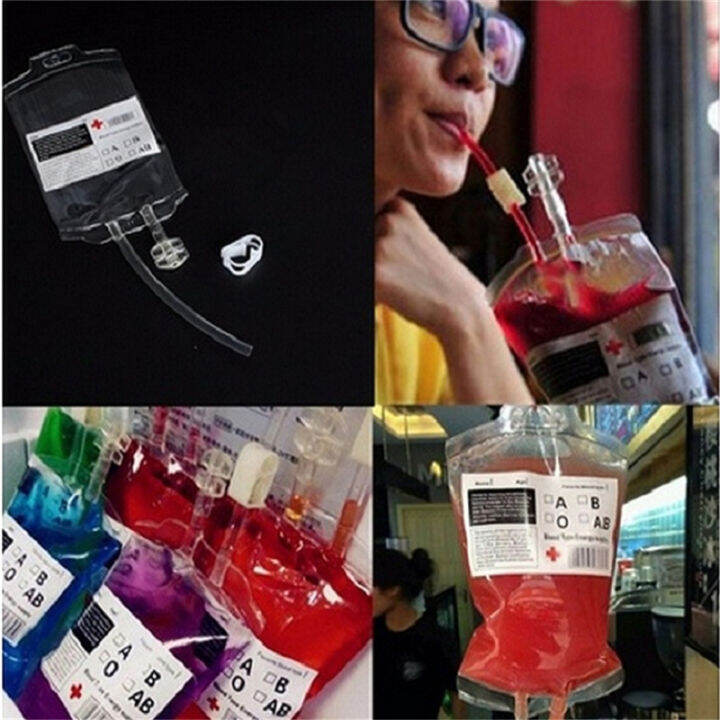 [rBIL] 350ml Clear Food Grade PVC Reusable Blood Energy Drink Bag ...