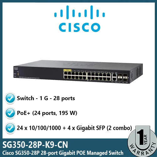 SG350-28P-K9-CN Cisco Switch 28-port Gigabit POE Managed Switch - 1 G ...
