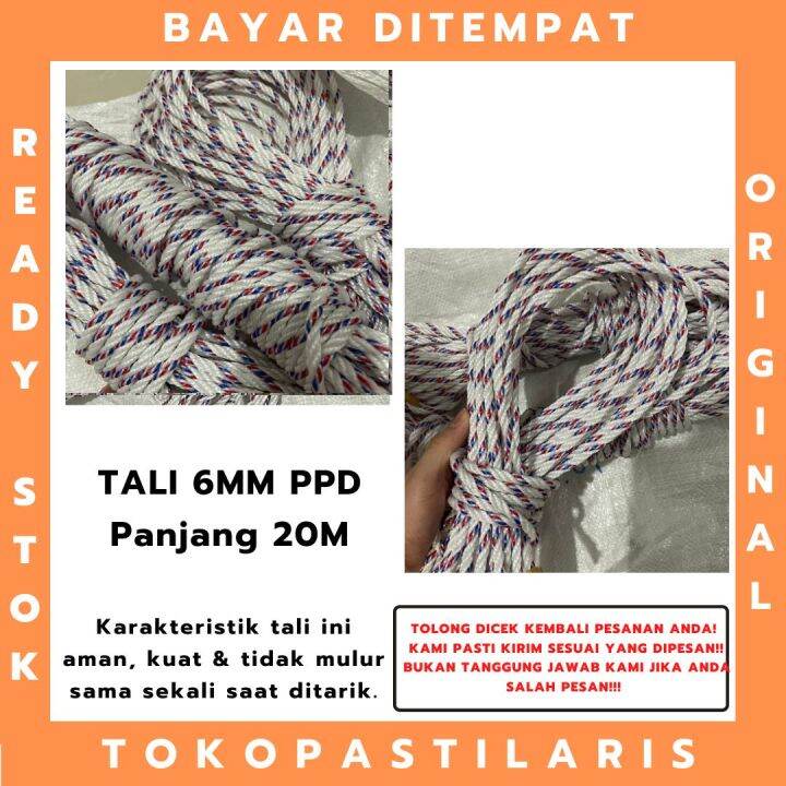 TAMBANG PPD 6MM (20 METER) / TAMBANG KILOAN / TAMBANG TRUK / TAMBANG LOSBAK / TALI PROYEK ...