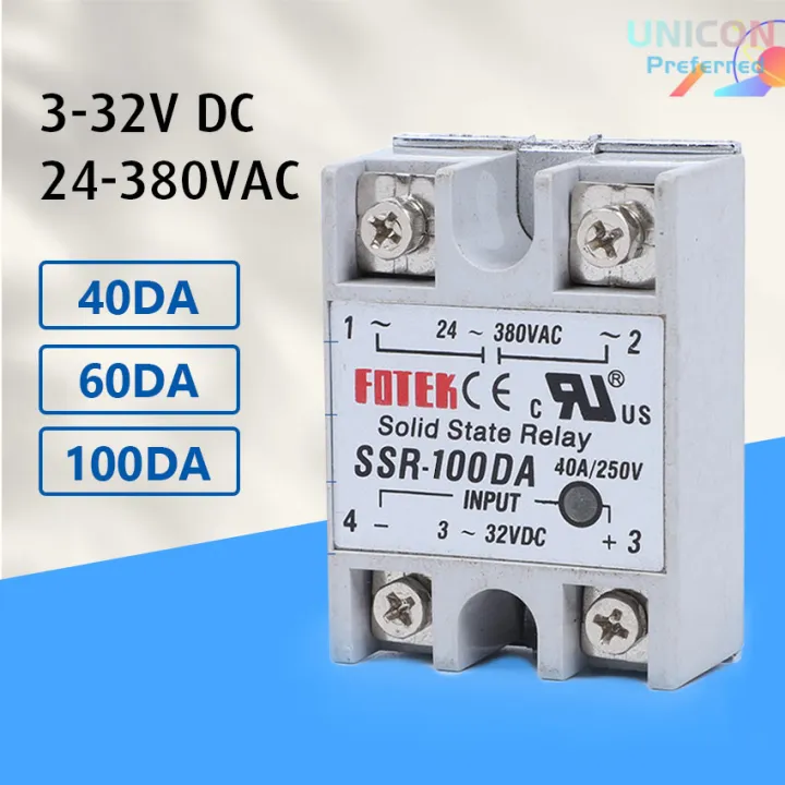 24V-380V SSR-40/60/100DA Single Phase Solid State Relay Module DC ...