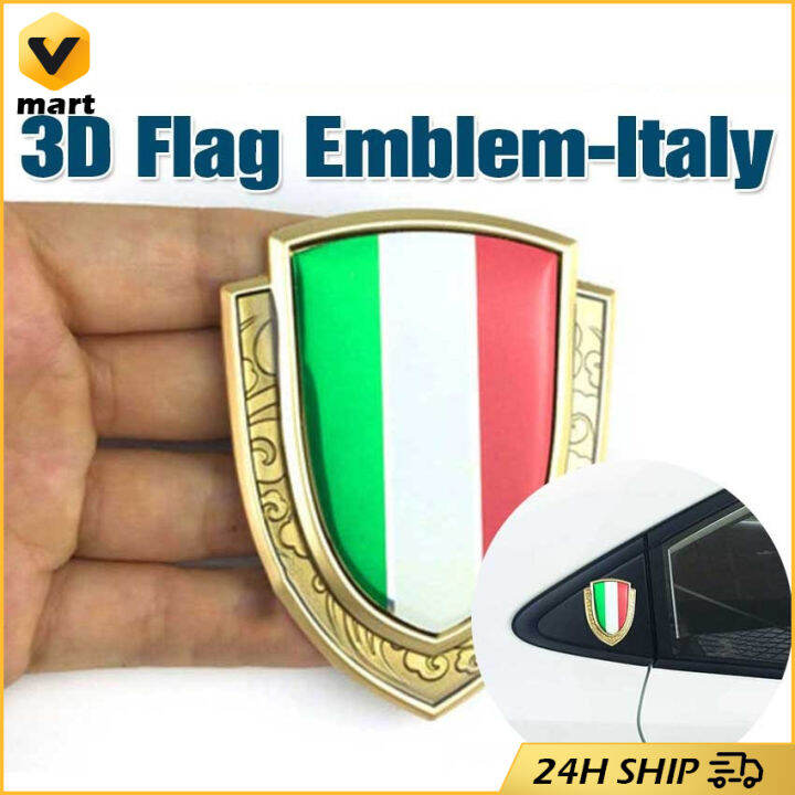 3D Car Italian Italy National Flag Sticker Emblem Motorcycle Decal for ...